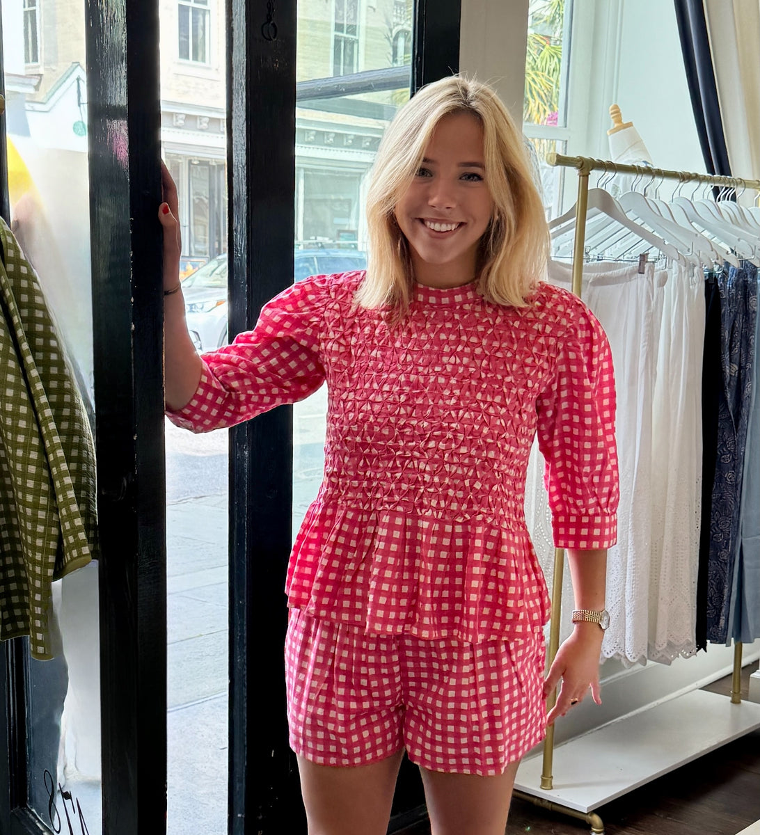 Pippa Top Raspberry Check Sale – Shop Madison Mathews