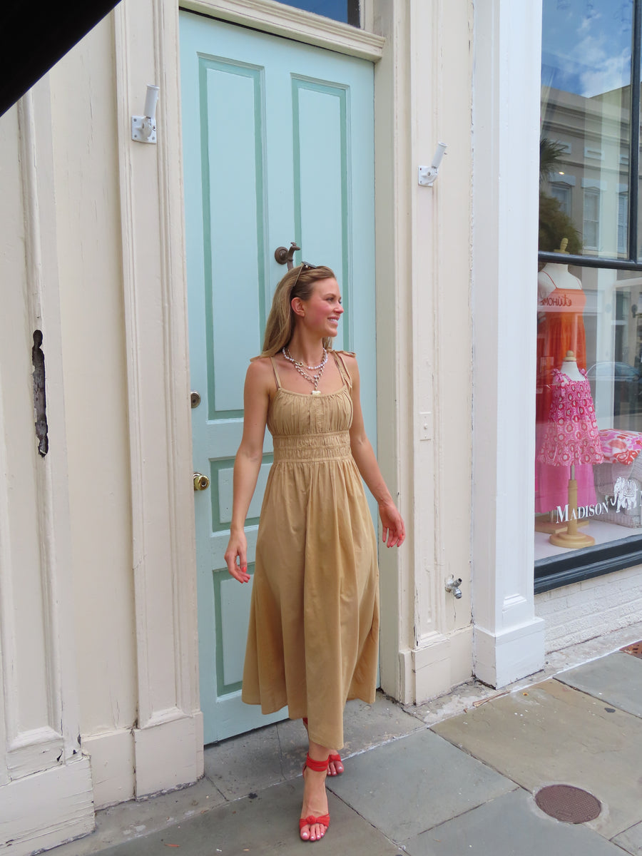 Sally Midi Dress Caramel Final Sale – Shop Madison Mathews